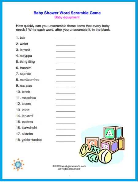 A Baby Word Scramble Game To Add Fun To Your Baby Shower 
