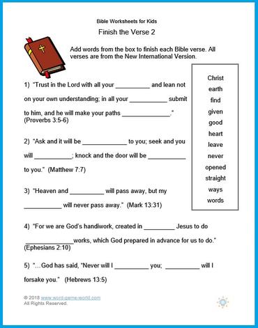 Free Printable Bible Worksheets For Adults